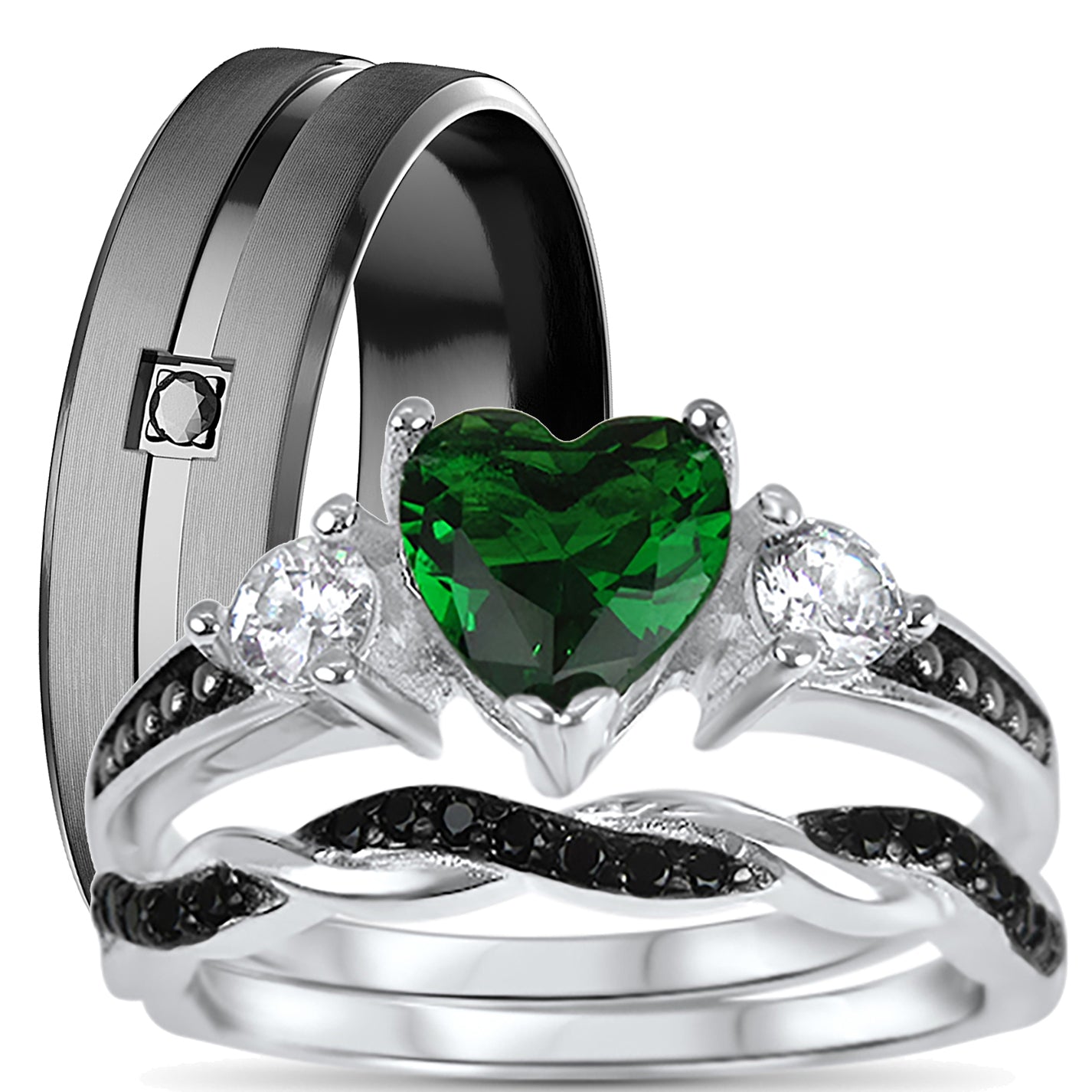 Black and green engagement rings store